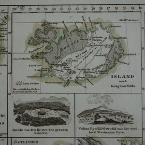 VOLCANO Old Print of Volcanoes Around Atlantic 1851 Original Antique ...
