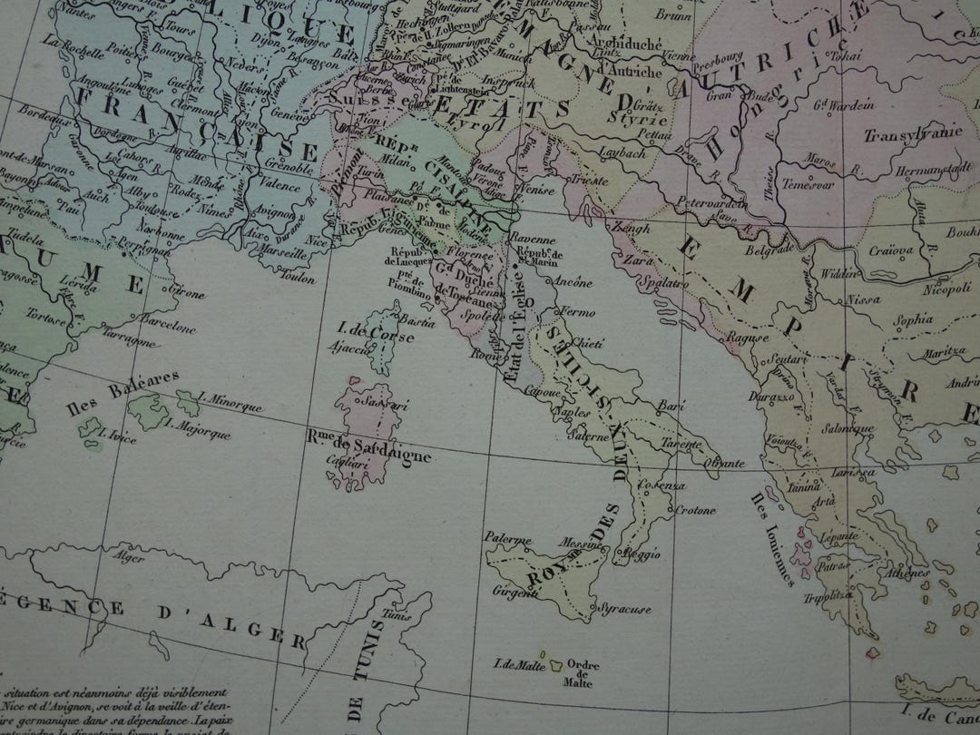 Old Map of Europe in the Year 1797 After the Treaty of Campo Formio ...