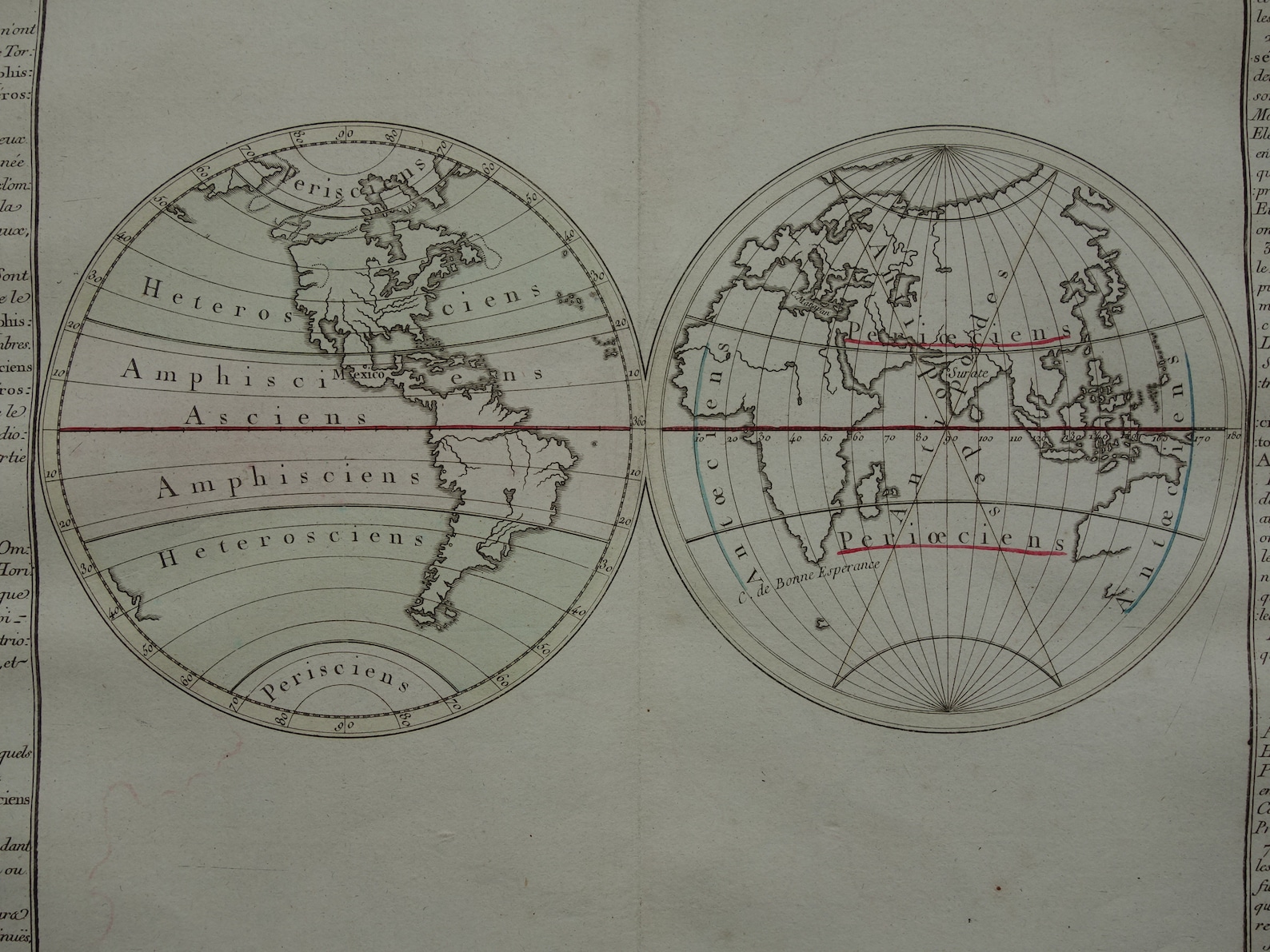 WORLDMAP Antique Map of the World About Sun/shadow 1761 Original French ...