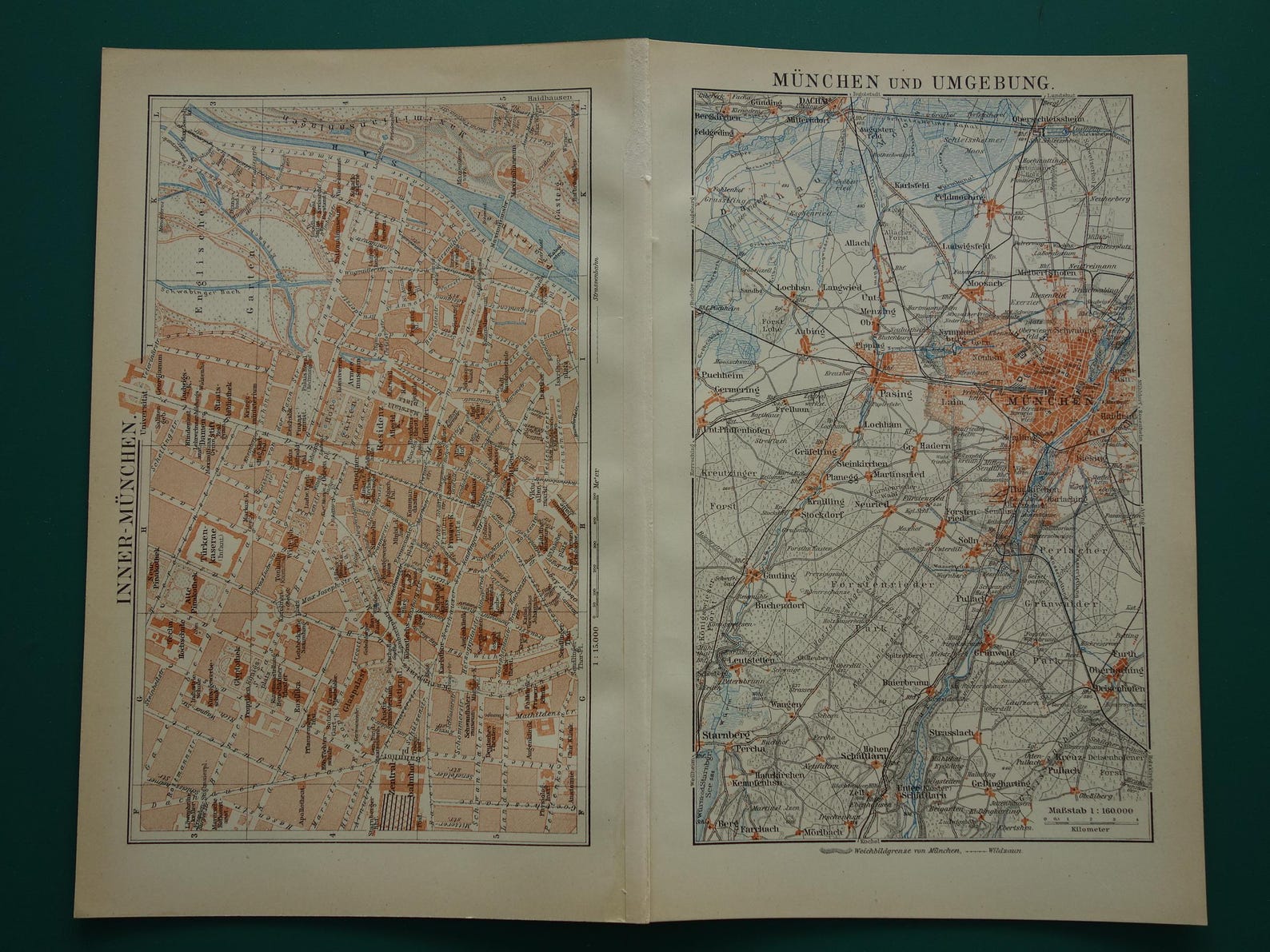 1921 Munich Old Map of Munich Germany Original Antique City Plan About ...