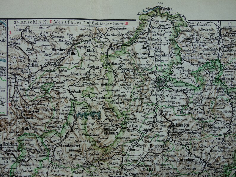 Old Map of Hesse-nassau Germany 1913 Original Vintage Print - Etsy