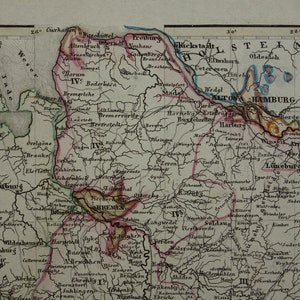 HANNOVER Old Map of Hanover Kingdom 1852 Original Antique German Print ...