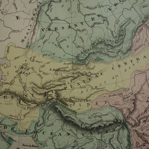 ASIA Old Geology Map of Asian Continent 1896 Original Antique Hand ...