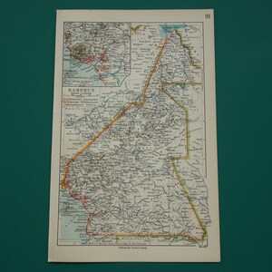 Old Map of Cameroon 1905 Original Vintage Print About Cameroon Yaounde ...