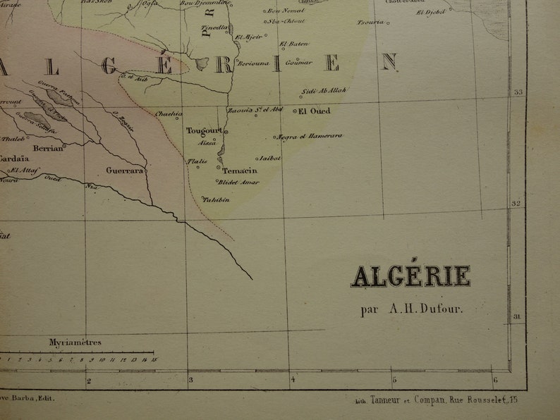 ALGERIA Old Map 1858 Antique French Print About Algeria - Etsy