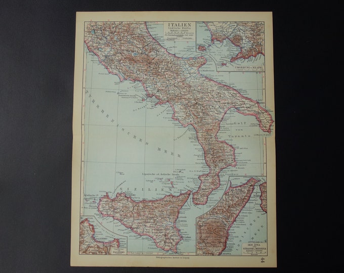 ITALY Old Map of Italy 1928 Detailed Vintage Print About South - Etsy