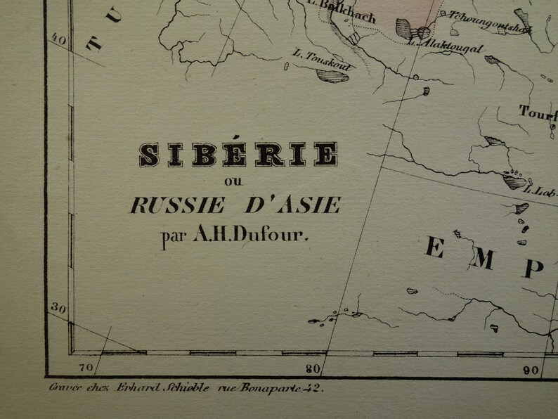 SIBERIA Old Map of Russia 1858 Original Antique French Hand - Etsy