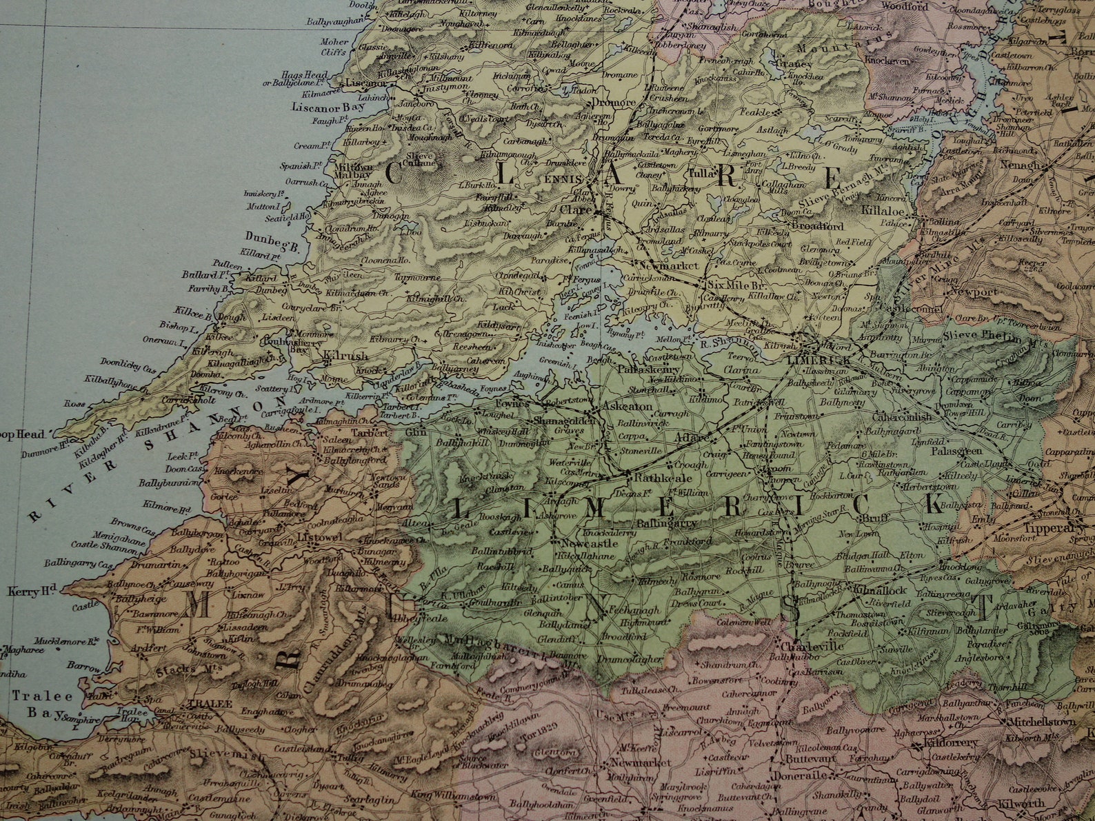 IRELAND Antique Map LARGE Original Old Poster of Southern | Etsy