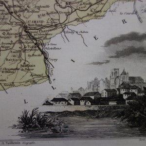 CHER Old Map of Cher Department France 1874 Original Antique - Etsy