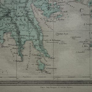 GREECE Map Over 145 Years Old Map of Greece 1877 Antique French Print ...