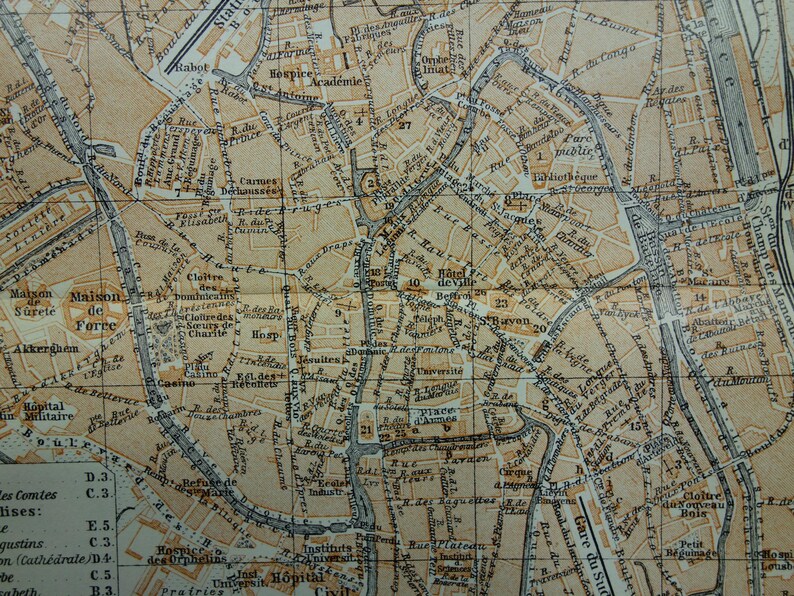Antique Map of Ghent 1910 Original 110+ Years Old City Plan Gent Gand ...