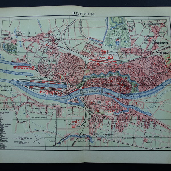 Antique Map of Bremen - Etsy