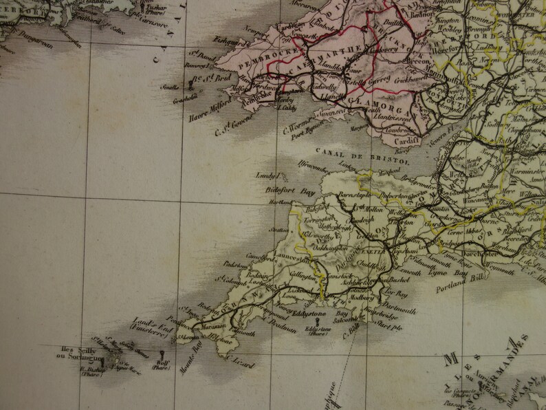 UK and Ireland Vintage Large Map of British Isles 1875 | Etsy
