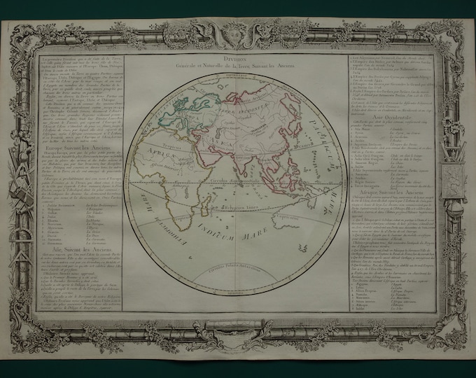 WORLDMAP Antique Map of the World Known in Antiquity 1761 Original ...
