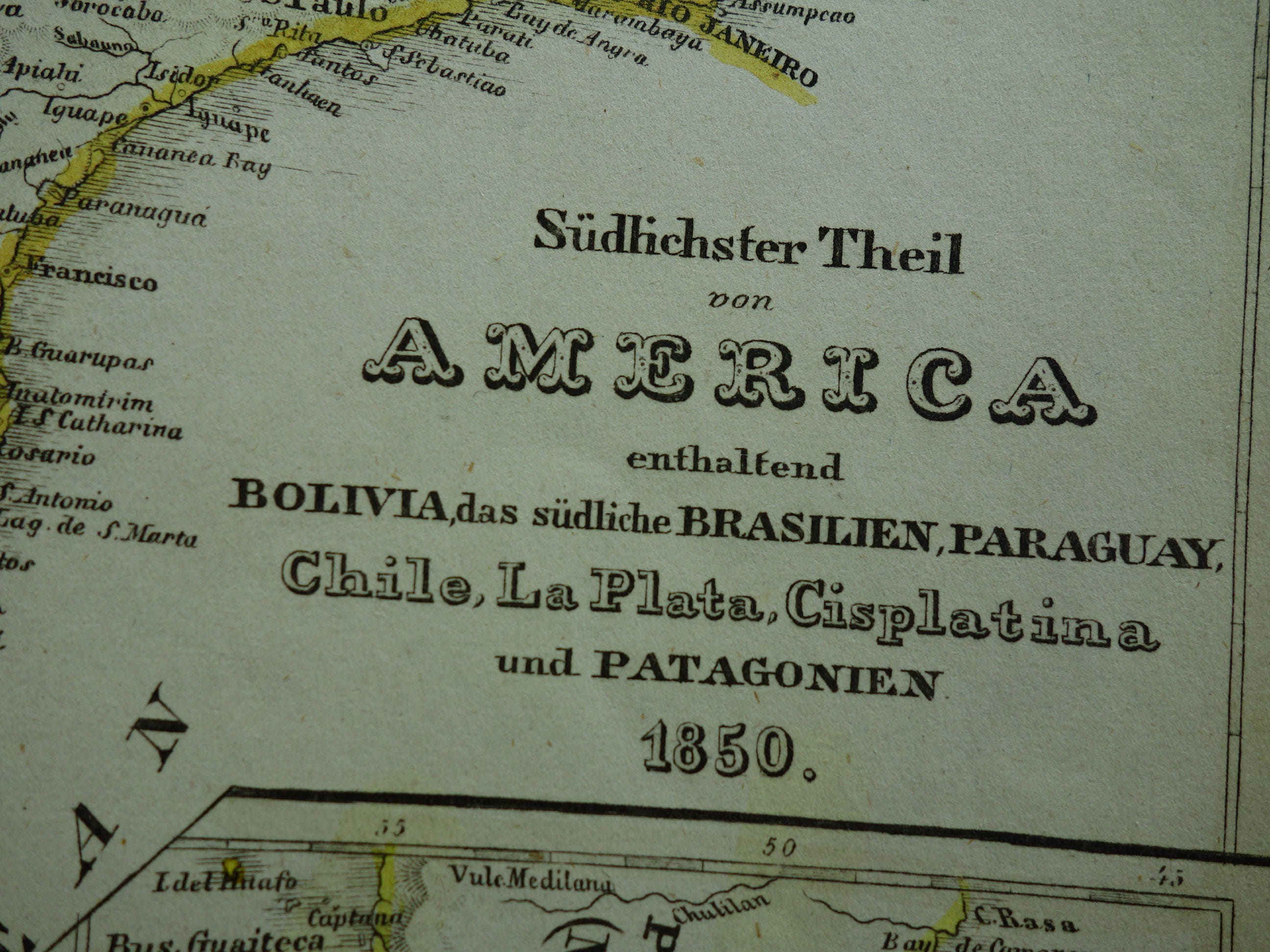 SOUTH AMERICA map 1850 original old hand colored antique print | Etsy