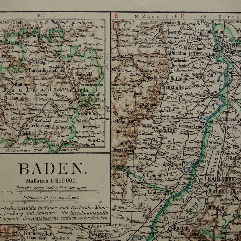 Vintage Germany Map - Etsy