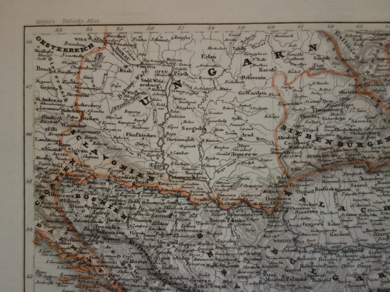 BALKANS Old Map of Balkans 1850 Original Antique Print/poster - Etsy