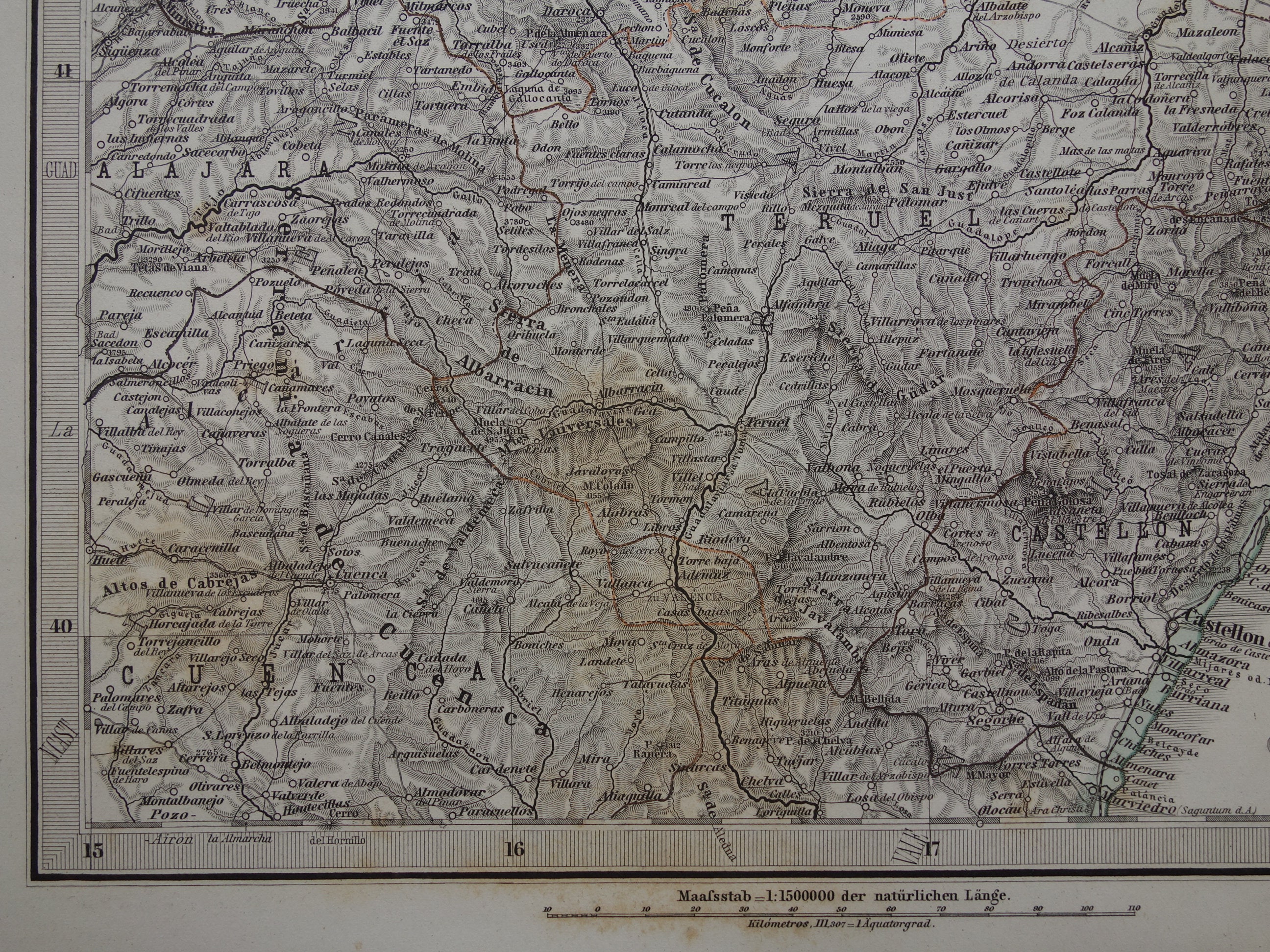 SPAIN Antique Map of Aragon Catalonia 1876 Large Original Old Hand ...