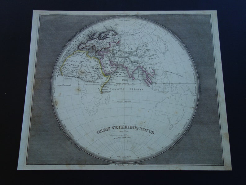 WORLD Map of the Ancient World 1850 Original Old Hand Colored | Etsy