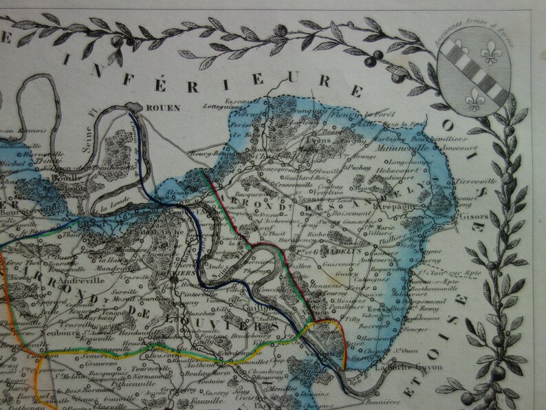 EURE Old Map of Eure Department France 1851 Original Antique - Etsy