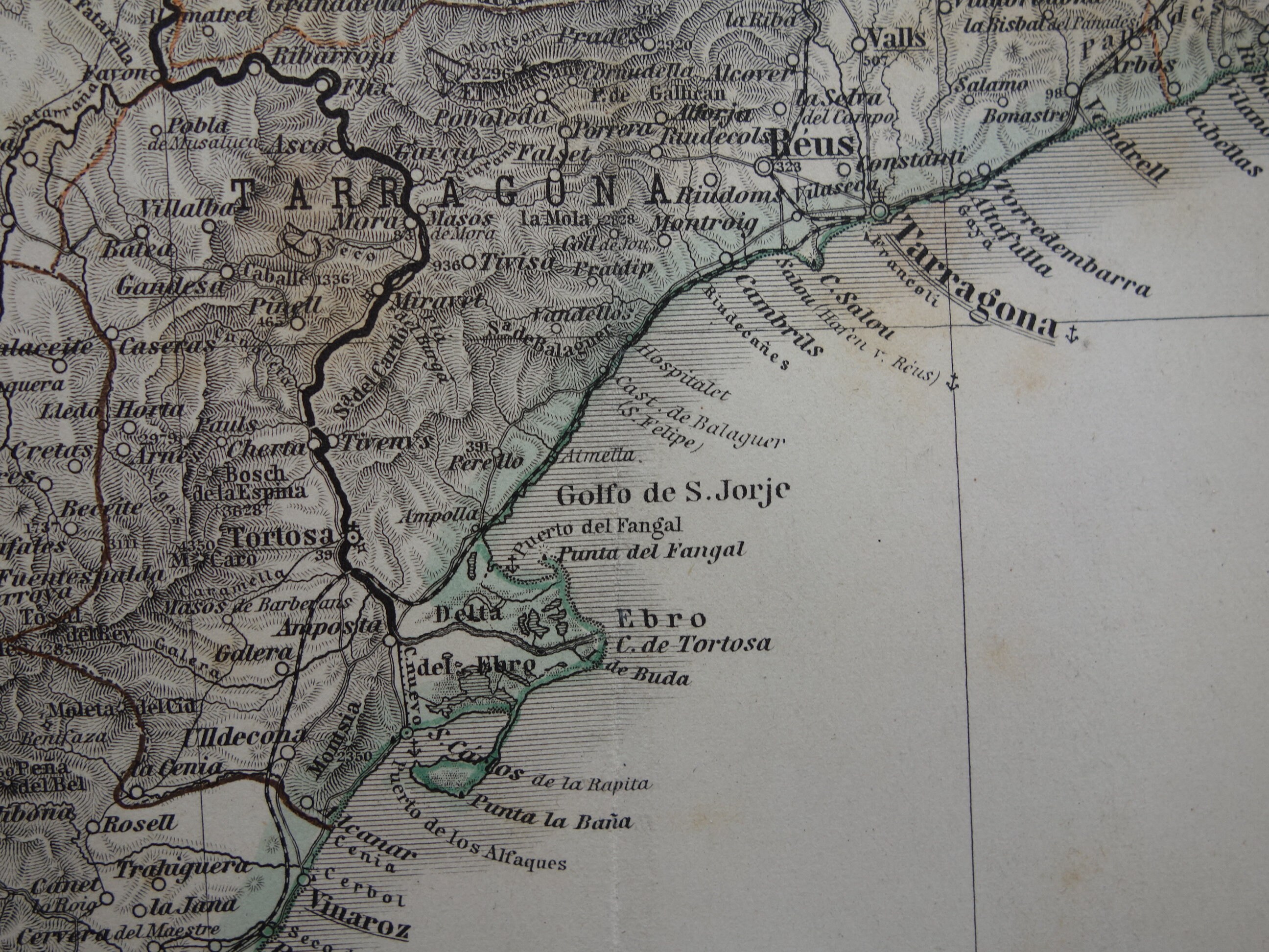 SPAIN Antique Map of Aragon Catalonia 1876 Large Original Old Hand ...