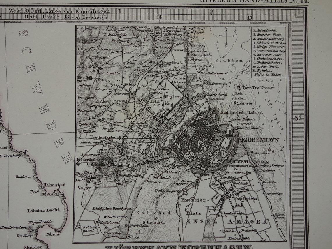 DENMARK Old Map of Denmark and Holstein 1877 Original Large - Etsy