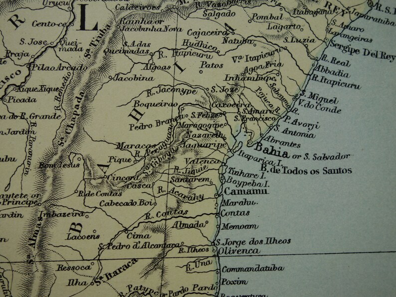 Large Antique SOUTH AMERICA Map 1878 Original Old English - Etsy