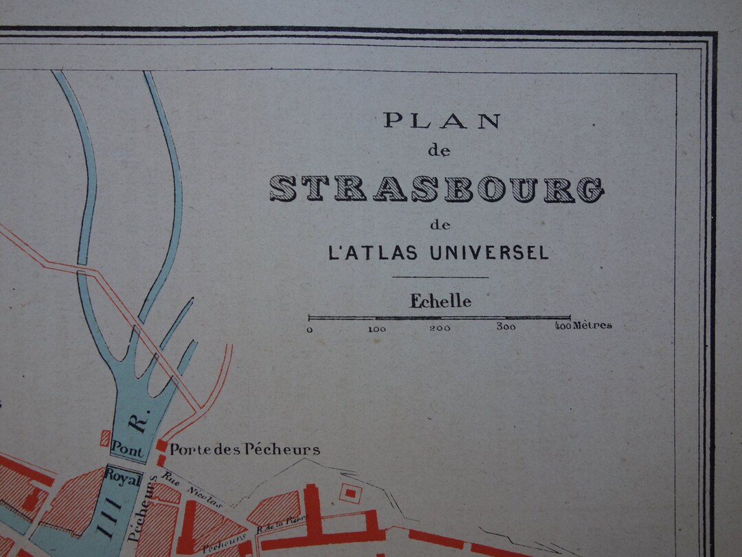 Strasbourg Old Map of Straßburg - Original 1877 Antique Print of ...