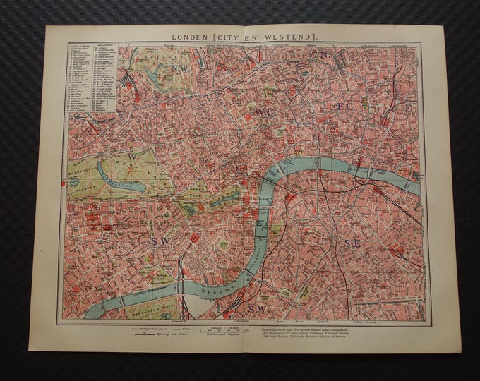 100+ Years Old Map of LONDON 1919 Original Antique City Plan About ...