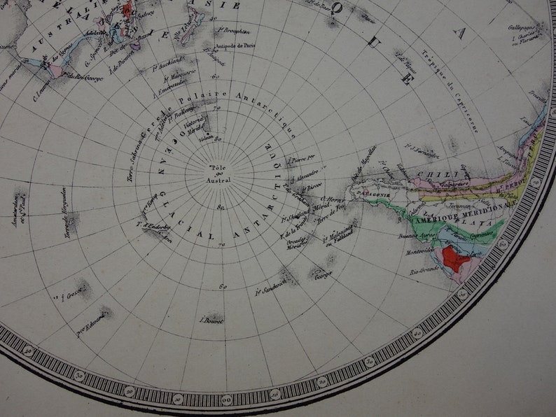 145 Years Old World Map Large Original Antique French Print - Etsy