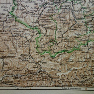 AUSTRIA 100+ Years Old Map of Austria 1906 Original Antique Print ...