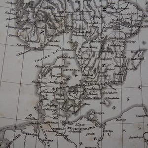 Antique Map of Norway Sweden and Denmark Original 175 Years Old German ...