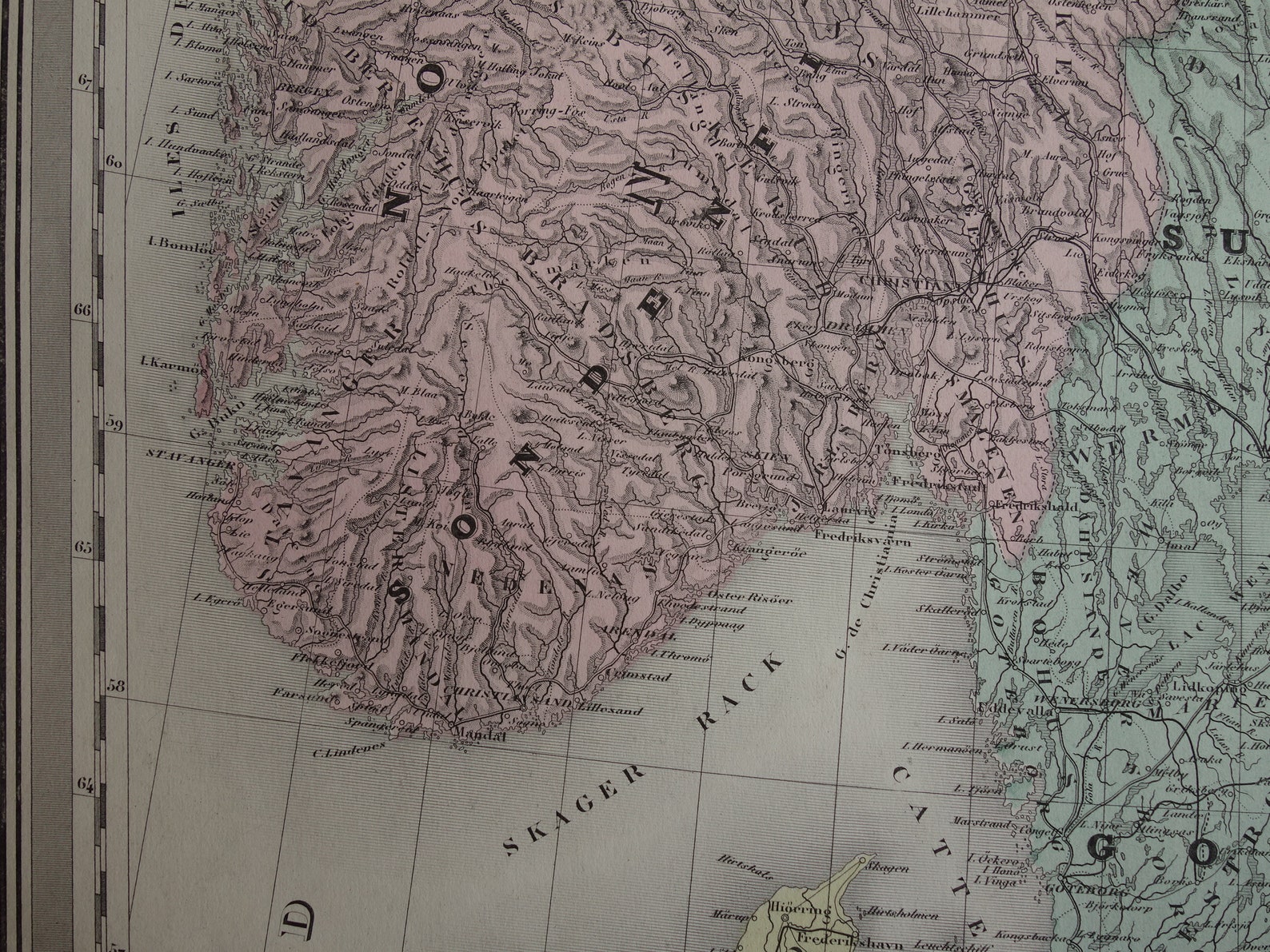 NORWAY Old Map LARGE Original Antique Maps About Sweden and - Etsy