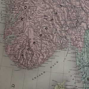 NORWAY Old Map LARGE Original Antique Maps About Sweden and Norway 1880 ...