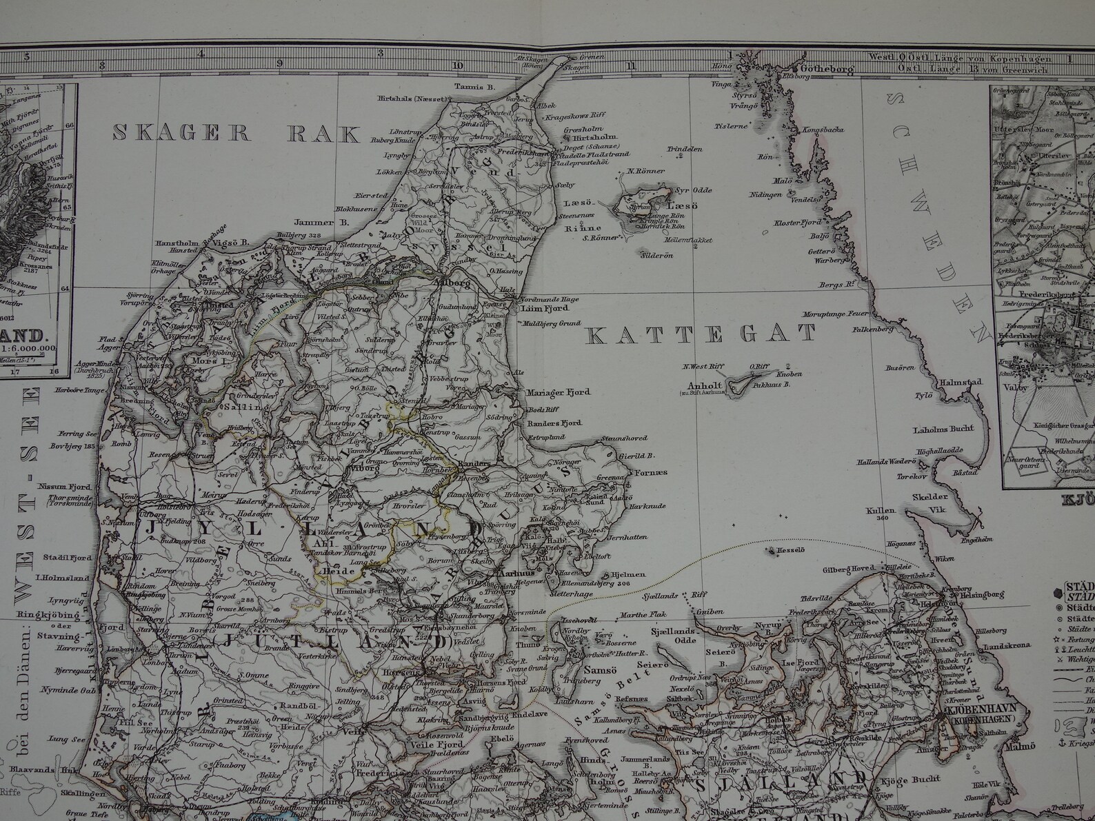 DENMARK Old Map of Denmark and Holstein 1877 Original Large - Etsy