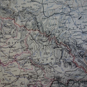 HUNGARY ROMANIA Large Antique Map 1878 Original Old English Poster of ...