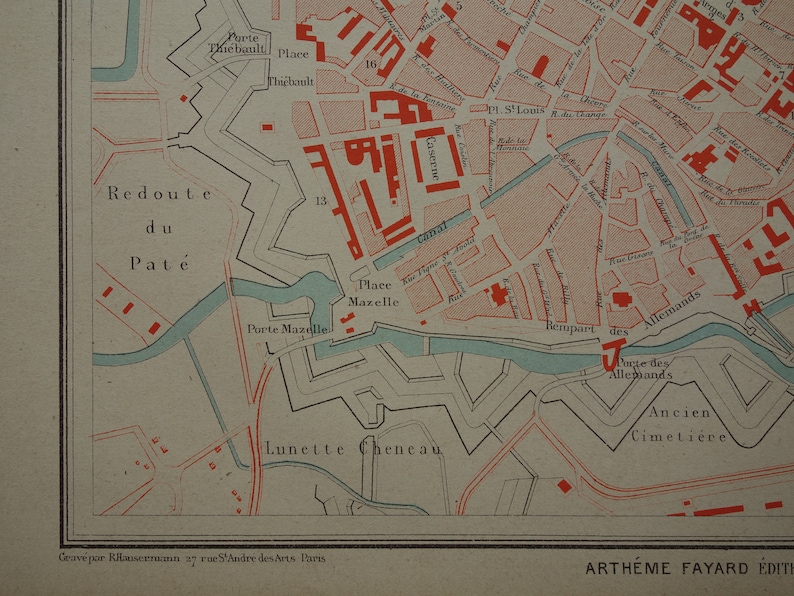 1879 METZ Old Map of Metz France - Lovely Original Antique City Plan ...