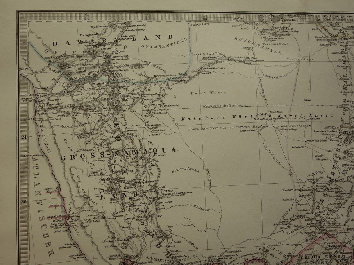 SOUTH AFRICA Map of Transvaal Republic LARGE 1877 Antique - Etsy