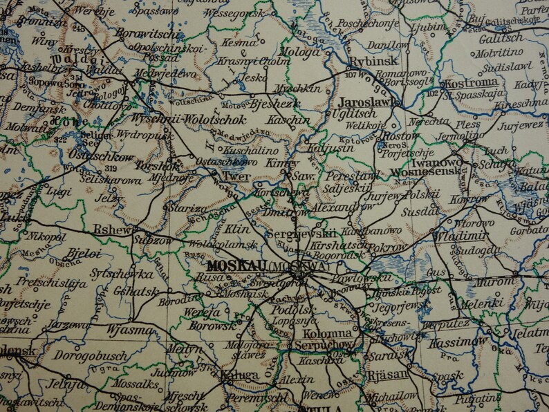 Antique Map of Russia 1913 Original 100 Years Old German Map - Etsy