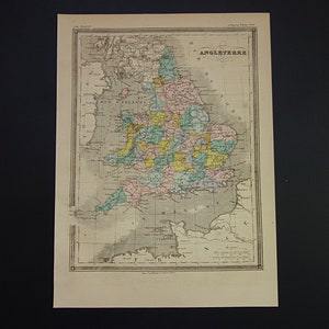 ENGLAND Antique Map of England and Wales 1878 Original Old - Etsy