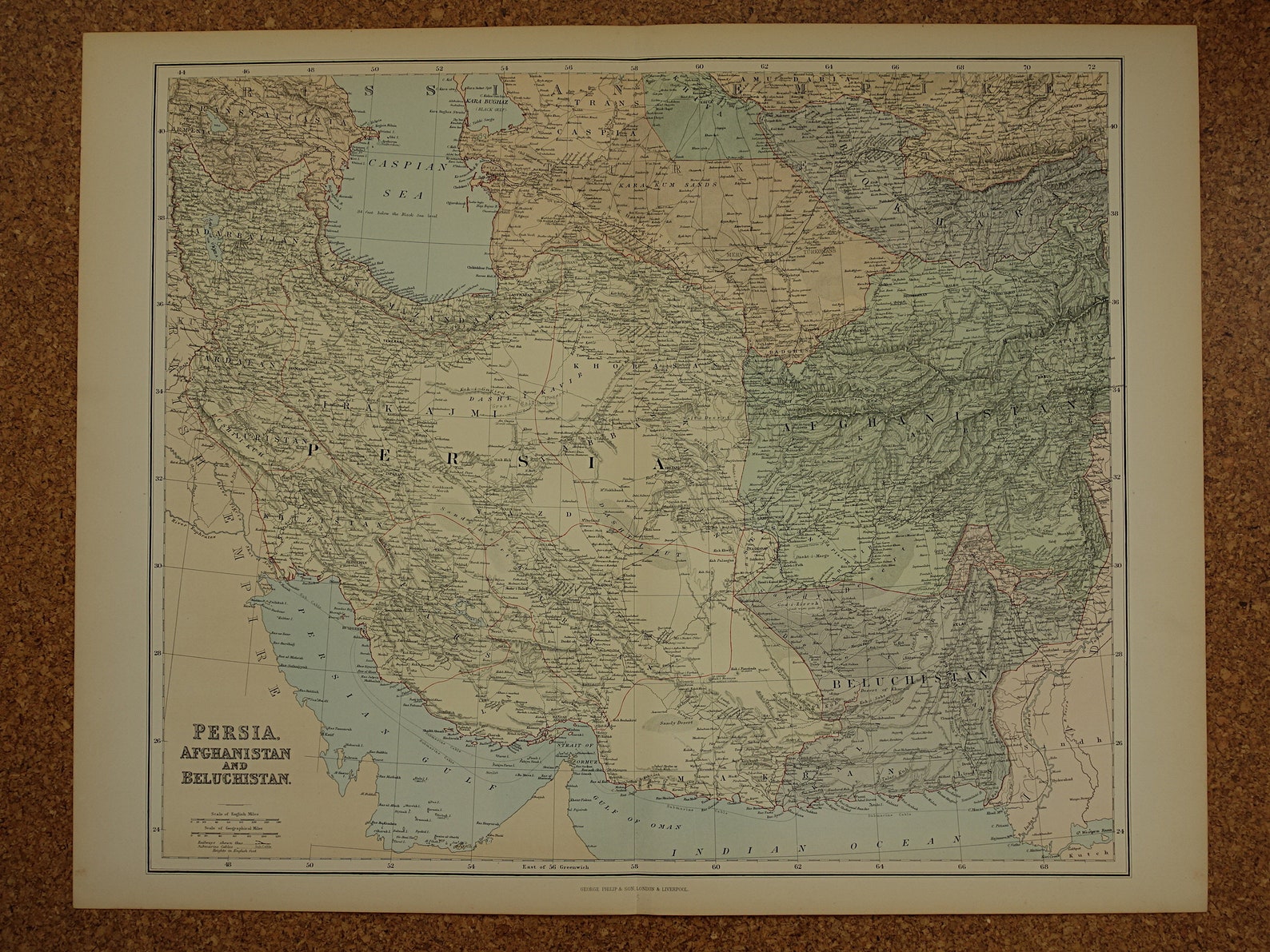 PERSIA Old Map of Persia LARGE 1890 Original Antique Poster of - Etsy