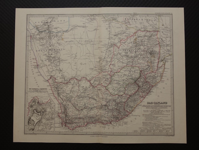 SOUTH AFRICA Map of Transvaal Republic 1881 Antique German Print About ...