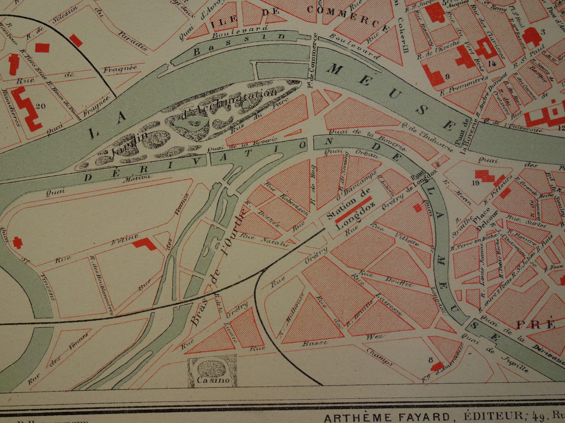 LIEGE Old Map of Liège Belgium 1879 Original Antique City Plan - Etsy ...