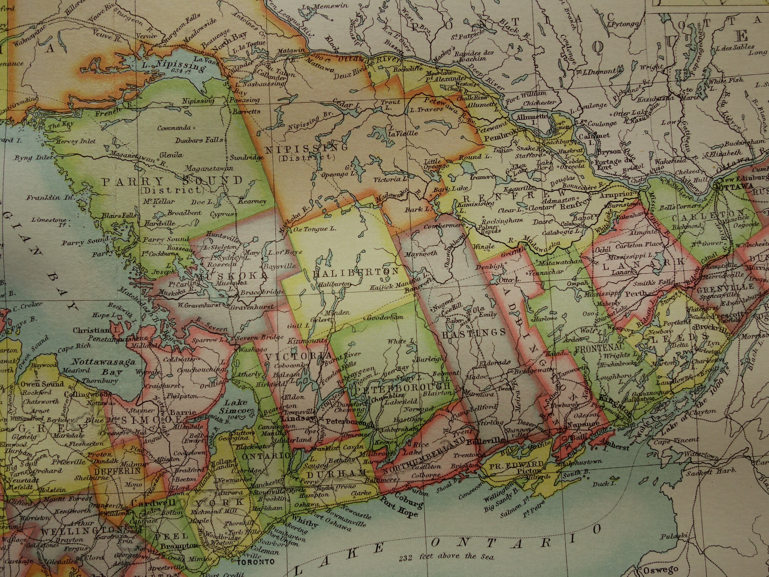 ONTARIO Old Map LARGE 1890 Original Antique Print of Ontario - Etsy UK