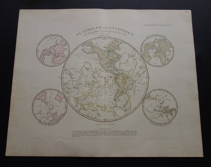 260+ Years Old Map of Eastern Hemisphere Large Original Antique Print ...