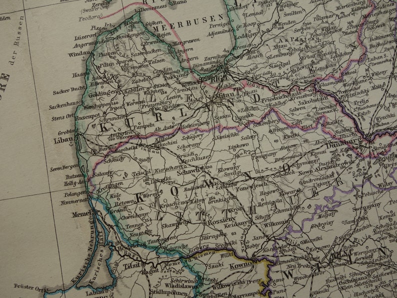 BALTIC SEA Large Old Map of Baltic States 1885 Original - Etsy