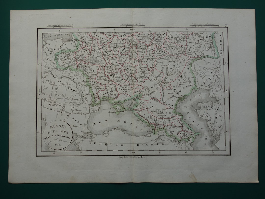 190+ Years Old Map of Russia Ukraine Poland Caucasus - Original Vintage ...