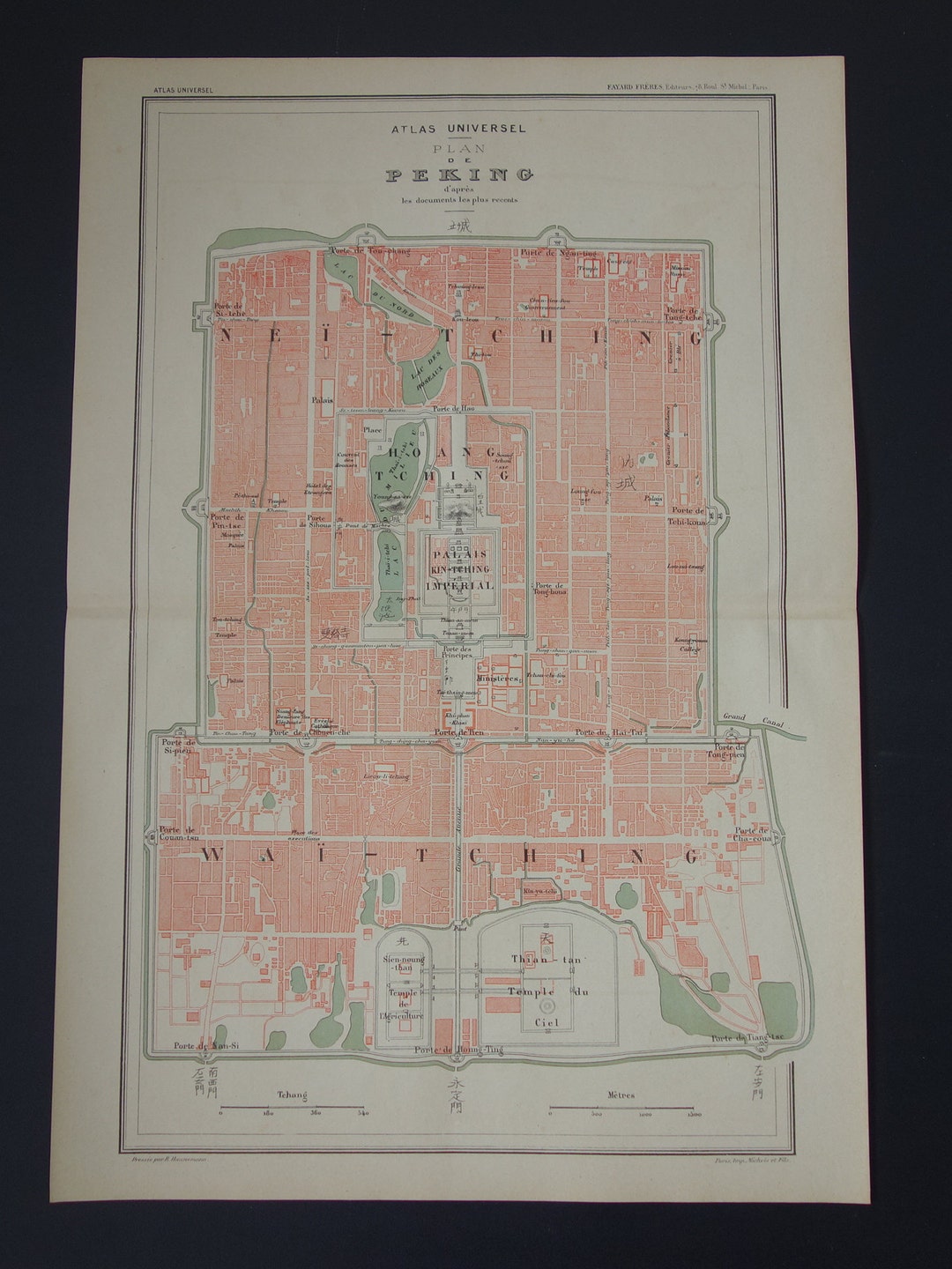 Old BEIJING Map Large 1896 Old City Plan of Beijing Forbidden City Map ...