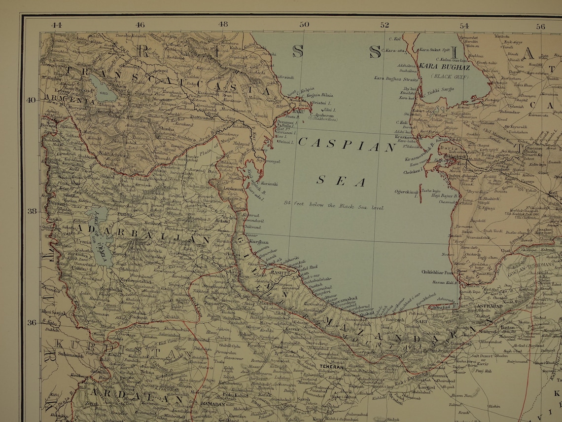 PERSIA Old Map of Persia LARGE 1890 Original Antique Poster of - Etsy ...