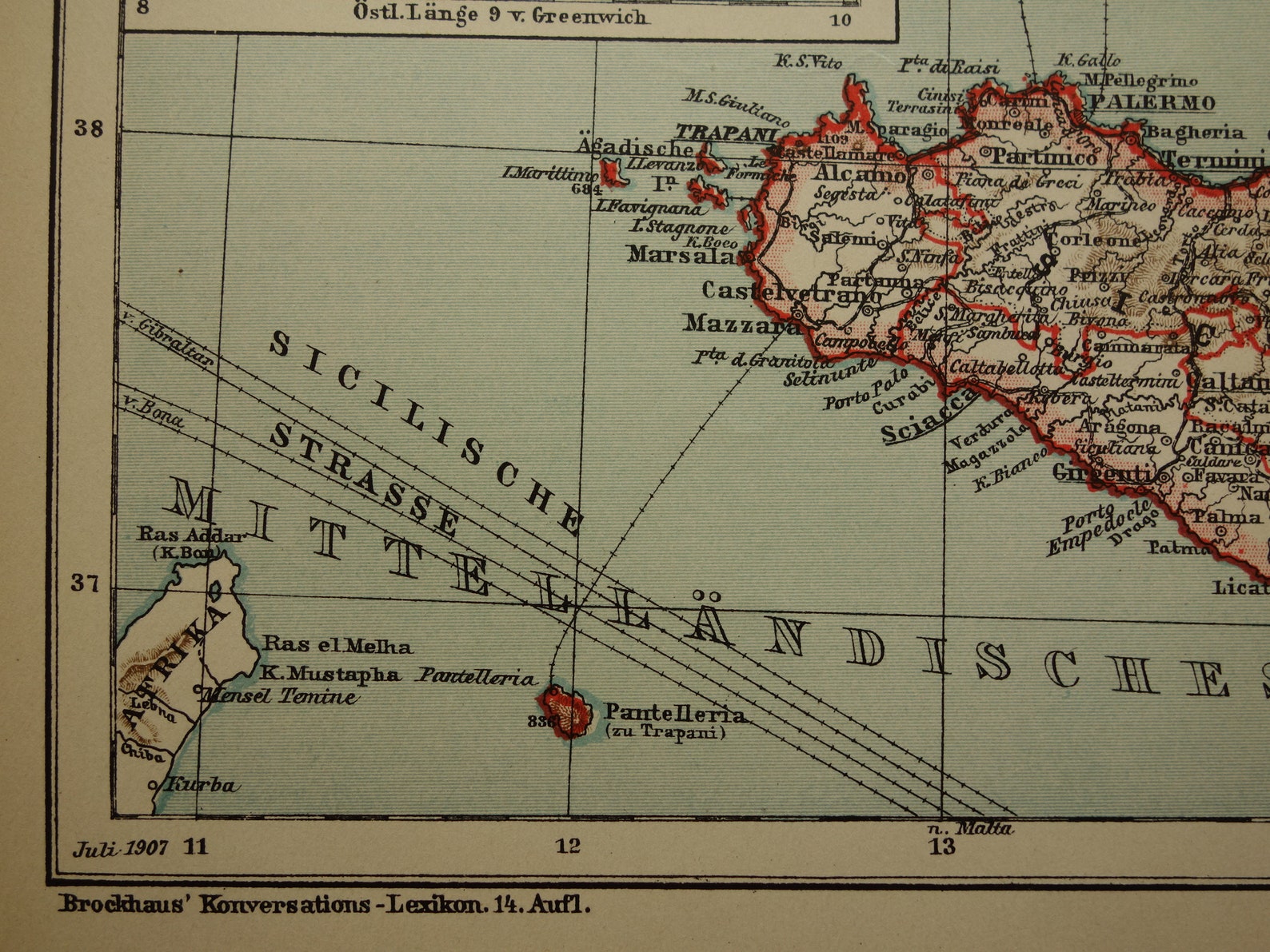ITALY Old Map of Southern Italy 1907 Original Antique Detailed and ...